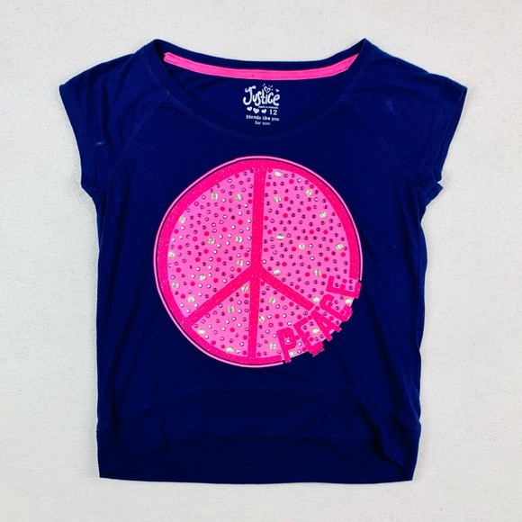 Justice | Shirts & Tops | Justice Girls Tshirt W Peace Sign | Poshmark